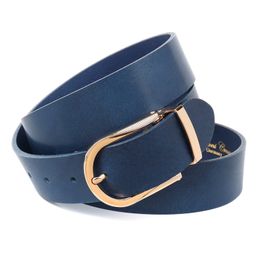 Ledergürtel Anthoni Crown, Damen, Gr. 95, blau, Leder, unifarben, Gürtel, Pflanzlich gegerbter Vollrindledergürtel