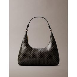 Schultertasche Calvin Klein "AOP SHOULDER BAG", Damen, Gr. B/H/T: 28cm x 13cm x 7,5cm, schwarz aop, Polyester, bedruckt, Taschen, Henkeltasche, Handtasche, Umhängetasche mit CK-Monogramm-Print