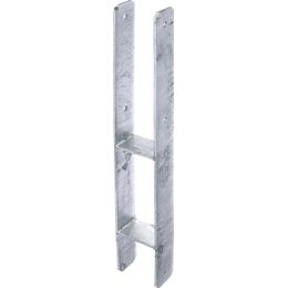 H-Pfostenanker Alberts, grau (feuerverzinkt), B:8,1cm T:6cm, Stahl, Bodenanker, feuerverzinkt, lichte Breite 81 mm, Gesamth&ouml;he 600 mm