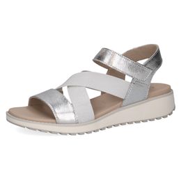 Keilsandalette Caprice, Damen, Gr. 37, silber (silberfarben), Leder, Textil, Schuhe, Riemchensandale, Sommerschuh, Bequemschuh mit Strasssteinchen