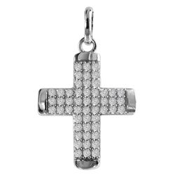 Kettenanhänger OSTSEE-SCHMUCK "OSTSEE-SCHMUCK Anhänger Kreuz 17 x 14 mm", weiß, Schmuckanhänger, Damen, 23 x 14mm, Silber 925 (Sterlingsilber), 1,3 g