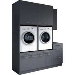 Mehrzweckschrank-Set LAUNDREEZY "Laundreezy, 6-tlg. Mehrzweckschrank-Set B/H/T 186/238/68 cm", anthrazit matt, B:186cm H:238cm T:68cm, Holzwerkstoff, Kastenmöbel-Sets, Breite 186 cm, Soft-Close-Funktion für Türen