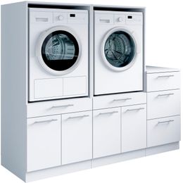 Mehrzweckschrank-Set LAUNDREEZY "Laundreezy, 3-tlg. Mehrzweckschrank-Set B/H/T 186/162/68 cm", weiß matt, B:186cm H:162cm T:68cm, Holzwerkstoff, Kastenmöbel-Sets, Breite 186 cm, Soft-Close-Funktion für Türen