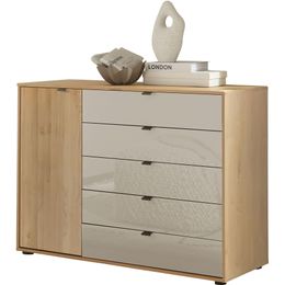 Kombikommode Wiemann "Cardiff Sideboard, Wäscheschrank, teilmassiv Erle, mit Schubladen", braun, Erle,Front Glas Champagner, Erle, Sideboards, verschiedenen Ausführungen, inklusive Einlegeboden
