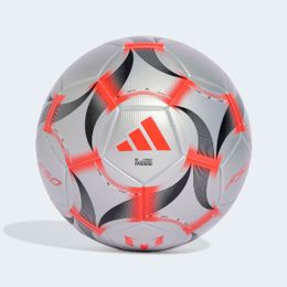 Fußball adidas Performance "MESSI LGE" Gr. 5, silber (silber metallic, lucid rot, schwarz), Bälle, Kinder, 5, 0,4 g, B:22,3cm H:17,3cm T:22cm