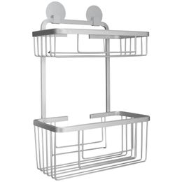 Duschkorb Kleine Wolke "Rocco", grau (aluminiumfarben), B:26cm H:35,5cm T:13,5cm, Aluminium, Aufbewahrungsboxen, BxTxH: 26x13,5x35,5 cm, Aluminium