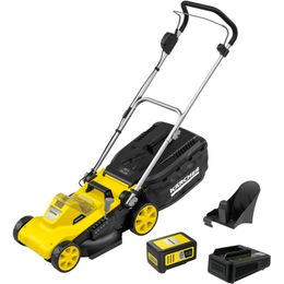 Kärcher Akkurasenmäher KÄRCHER "LMO 3-18 Battery Set", gelb, B:35,5cm H:102,6cm T:118,6cm, Rasenmäher, inkl. Akku und Ladegerät