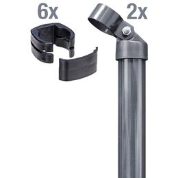 Eckpfosten Alberts "Fix-Clip Pro", grau (anthrazit), H:153cm, Stahl, Zaunpfosten, für Maschendrahthöhe 153 cm, zum Einbetonieren