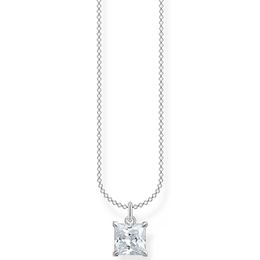 Kette mit Anhänger Thomas Sabo "mit blauem oder weißem Stein KE2156-051-14-L45V, KE2156-699-32-L45V" Gr. 45, silber (silberfarben, kristallweiß), Halsketten, Damen, 45, Silber 925 (Sterlingsilber), mit Zirkonia (synth.) oder Glas-Keramik Stein