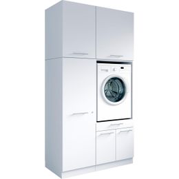 Mehrzweckschrank-Set LAUNDREEZY "Laundreezy, 4-tlg. Mehrzweckschrank-Set B/H/T 118/238/68 cm", weiß matt, B:118cm H:238cm T:68cm, Holzwerkstoff, Kastenmöbel-Sets, Breite 118 cm, Soft-Close-Funktion für Türen