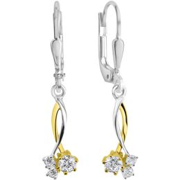 Paar Ohrhänger Firetti "Schmuck Geschenk Silber 925 Ohrschmuck Ohrringe bicolor", gold (silberfarben, gelbgoldfarben, kristallweiß, kristallweiß), Ohrringe, Damen, Silber 925 (Sterlingsilber), mit Zirkonia (synth.)