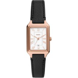 Quarzuhr Fossil "RAQUEL", rosa (schwarz, weiß), Armbanduhren, Damen, Armbanduhr, Damenuhr, Datum, Lederarmband
