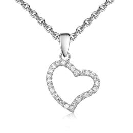 Kette mit Anhänger Firetti "Schmuck Geschenk Silber 925 Halsschmuck Ankerkette Herz", silberfarben, kristallweiß, Halsketten, Damen, Silber 925 (Sterlingsilber), L: 45 B: 1,1mm, Made in Germany - mit Zirkonia (synth.), B:1,1mm
