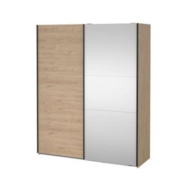 Schwebetürenschrank Home Affaire "Como, Kleiderschrank, Schlafzimmerschrank", jackson hickory, spiegel, B:178,5cm H:221cm T:66,6cm, FSC-zertifizierter Holzwerkstoff, Schränke, 1 Schwebetür, 1 Spiegelschiebetür, Kleiderstange, Einlegeboden