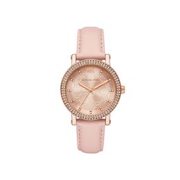 Quarzuhr Michael Kors "COREY", rosa, Armbanduhren, Damen, Armbanduhr, Damenuhr, Lederarmband, analog, Glassteine