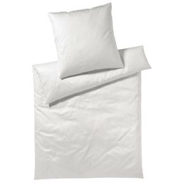 Bettwäsche Elegante "Hamburger Streifen", hellgrau, B/L: 155cm x 220cm, 1 Stk., 1 Stk., Mako-Satin, B/L: 80cm x 80cm, 2 Stk., Mako-Satin, Obermaterial: 100% Baumwolle, Bettwäsche, angenehmes Hautgefühl