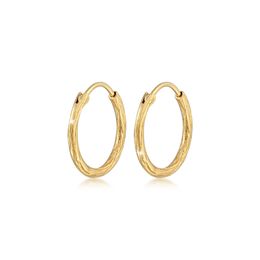 Paar Creolen Elli "Creole Casual Raues Finish 925 Silber", gold, Ohrringe, Damen, onesize, ohne Stein, Silber 925 (Sterlingsilber)
