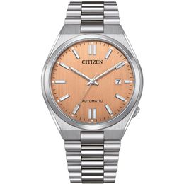 Automatikuhr Citizen "TSUYOSA 60h", silber (silberfarben, bronzefarben), Armbanduhren, Damen, Armbanduhr, Damenuhr, Herrenuhr, Edelstahlarmband, Saphirglas, Datum