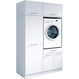 Mehrzweckschrank-Set LAUNDREEZY "Laundreezy, 4-tlg. Mehrzweckschrank-Set B/H/T 118/200/68 cm", weiß matt, B:118cm H:200cm T:68cm, Holzwerkstoff, Kastenmöbel-Sets, Breite 118 cm, Soft-Close-Funktion für Türen