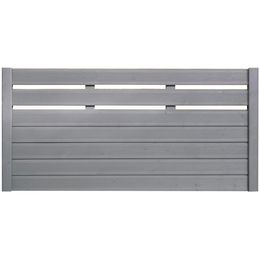 Holzzaun Bm Massivholz, grau, H:90cm, Holzwerkstoff, Zaunelemente, Fichte grau lasiert, LxH: 180x90 cm