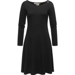 A-Linien-Kleid Ragwear "Appero", Damen, Gr. M (38), Normalgrößen, schwarz, Material: 70% Baumwolle, 30% Polyester, Basic, A-Linie ca. Mitte Oberschenkel, Rundhals, Ärmel ohne Ärmelschlitz abgesteppte Kante, Kleider, Stylisches Langarm-Kleid für den Winter