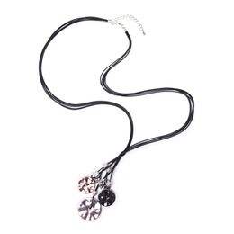 Kette mit Anhänger Firetti "mehrreihig, runde Elemente", schwarz-weiß (metallfarben, schwarz, weiß), Halsketten, Damen, Metall Perlen, L: 90, Metall, Perlen, mit Acrylperle