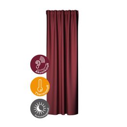 Vorhang HOMING "Galdin" Gr. 1, rot (bordeaux), B:140cm H:245cm, Polyester, Gardinen, Verdunklungsvorhang, blickdicht, Thermo, Energiesparend