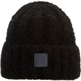 Strickmütze Chillouts "Frauke Hat", Damen, schwarz, Grobstrick, Kunstfaser, Mützen, Mit breitem Umschlag