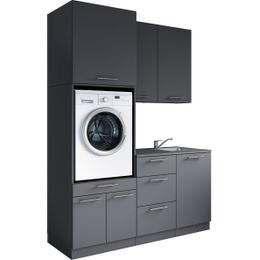 Mehrzweckschrank-Set LAUNDREEZY "Laundreezy, 6-tlg. Mehrzweckschrank-Set B/H/T 168/238/68 cm", anthrazit matt, B:168cm H:238cm T:68cm, Holzwerkstoff, Kastenmöbel-Sets, Breite 168 cm, Soft-Close-Funktion für Türen