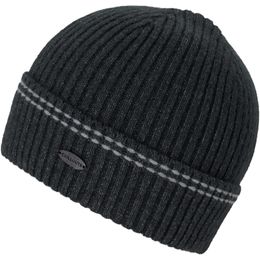 Beanie Chillouts "Kiran Hat", Damen, grau (dunkelgrau), Strick, Materialmix, Mützen, mit Umschlag und Rippstrickoptik