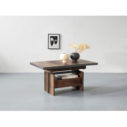 Couchtisch Hela "Noah", grau (oldwood, anthrazit, oldwood, anthrazit, oldwood, anthrazit), B:110cm H:58cm T:70cm, Tische, Höhenverstellbare Couchtische, ausziehbar und höhenverstellbar, mit Schubkasten, vintage look