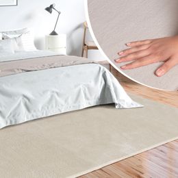 Teppich MERINOS "Loft 37, Kunstfellteppich", beige, B:60cm H:16mm L:110cm, Polyester, Teppiche, weich und kuschelig, Fell Haptik, Anti-Rutsch-Unterseite