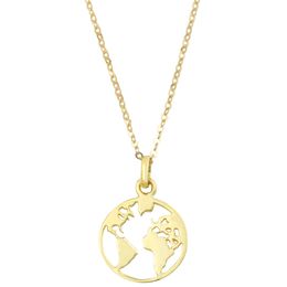 Kette mit Anhänger Amor "Weltkugel, 2026019", gold (gelbgoldfarben), Halsketten, Damen, Gelbgold 375, L: 42