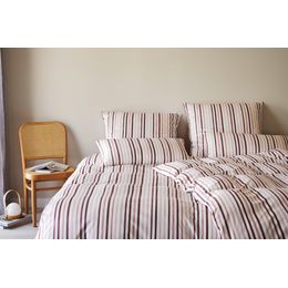 Bettwäsche Elegante "Waterstripe", rouge, B/L: 155cm x 220cm, 1 Stk., 1 Stk., Interlock-Jersey, B/L: 80cm x 80cm, 2 Stk., Interlock-Jersey, Obermaterial: 100% Baumwolle, Bettwäsche, angenehmes Hautgefühl