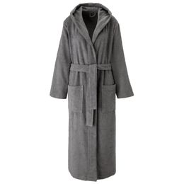 Unisex-Bademantel Bruno Banani "Robby, ideal für Sauna & Spa, Standardlänge & Überlänge" Gr. M, grau, L:132cm, Walkfrottee, Hausmäntel, Damen & Herren Bademäntel, Baumwolle, mit Taschen, Sauna, XS-3XL