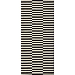 Teppich Hanse Home "Panel" Gr. 13, schwarz (schwarz, creme), B:80cm H:9mm L:300cm, Kunstfaser, Teppiche, Kurzflor, Läufer, Streifen, Linien, ringsum gekettelt, robust