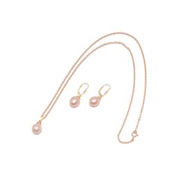 Schmuckset Firetti "Multipack Schmuck Geschenk Silber 925 Halskette Ohrstecker Perlschmuck", bunt (gelbgoldfarben, rosé), Schmuck_Sets, Damen, Perlen, Silber 925 (Sterlingsilber), Made in Germany - mit Naturperlen