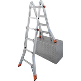 Teleskopleiter Krause "MONTO TeleMatic", silber (silberfarben), B:68cm H:135cm, Aluminium, Leitern
