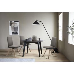 Polsterstuhl stressless "Laurel", grau (metal grau paloma, eiche natur), B:49cm H:92cm T:59cm, Leder PALOMA: PALOMA ist ein durchgefärbtes Semianilin-Möbelleder mit natürlicher Narbung., Stühle, Low Back, Größe M, mit schräggestellten Beinen in Eiche natur