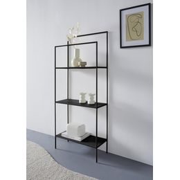 Mehrzweckregal "Alimo", schwarz, B:61cm H:141cm T:25cm, Metall, LeGer Home by Lena Gercke, Regale, minimalistisches Design, Metallgestell, 4 Ablageflächen, Breite 61 cm