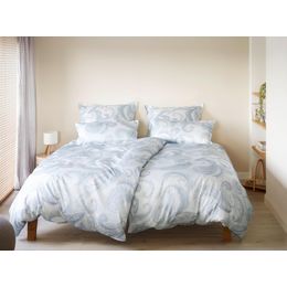 Bettwäsche Elegante "Grandezza", rauchbblau, B/L: 135cm x 200cm, 1 Stk., 1 Stk., Mako-Satin, B/L: 80cm x 80cm, 2 Stk., Mako-Satin, Obermaterial: 100% Baumwolle, Bettwäsche, angenehmes Hautgefühl