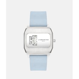 Quarzuhr Liebeskind Berlin "Vinyl Vision", hellblau, Armbanduhren, Damen, Armbanduhr, Damenuhr, Lederarmband, analog