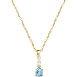 Kette mit Anhänger Firetti "Schmuck Geschenk Silber 925 Halsschmuck Halskette Tropfen", blau (gelbgoldfarben, hellblau, kristallweiß), Halsketten, Damen, Silber 925 (Sterlingsilber), L: 45 B: 1,5mm, mit Blautopas, Zirkonia (synth.), B:1,5mm