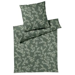 Bettwäsche Elegante "Cherry Blossom", forest, grün, B/L: 155cm x 220cm, 1 Stk., 1 Stk., Interlock-Jersey, B/L: 80cm x 80cm, 2 Stk., Interlock-Jersey, Obermaterial: 100% Baumwolle, Bettwäsche, angenehmes Hautgefühl
