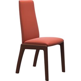 Polsterstuhl stressless "Laurel", beige (henna batick, walnuss), B:57cm H:92cm T:59cm, Leder BATICK: BATICK ist ein leicht korrigiertes, durchgefärbtes und genarbtes Möbelleder, bei dem die meisten Unebenheiten und Spuren in der Regel entfernt wurden., Stühle, Low Back, Größe L, mit abgerundeten Beinen in Walnuss