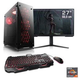 CSL Gaming-PC-Komplettsystem "HydroX V28121", Energieeffizienz: F (A-G), schwarz, Microsoft Windows 11 Home (64 Bit), 16 GB RAM 1.000 GB SSD, Computer_Komplettsysteme