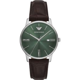Quarzuhr Emporio Armani, braun, Armbanduhren, Damen, Armbanduhr, Damenuhr, Herrenuhr, Lederarmband, analog, Tag