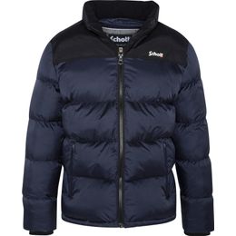 Steppjacke Schott NYC, Herren, Gr. S, blau (navy), Softshell, Obermaterial: 100% Nylon, unifarben mit Farbeinsatz, Basic, klassisch hüftlang, eingesetzt Windstopperbündchen mit innenliegendem Gummizug, Jacken, Unisex-Schnitt
