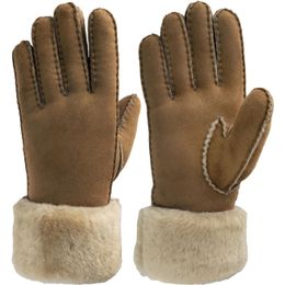 Lederhandschuhe Pearlwood "Emma", Damen, Gr. 7, tobacco, Schafsleder, unifarben, Handschuhe, Atmungsaktiv, Wärmeregulierend, Wind - und Wasserabweisend
