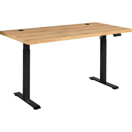 Schreibtisch BEGA OFFICE, eiche, schwarz, schwarz, eiche, B:160cm H:120cm T:77cm, Tische, Breite 160 cm, höhenverstellbar 72-116 cm